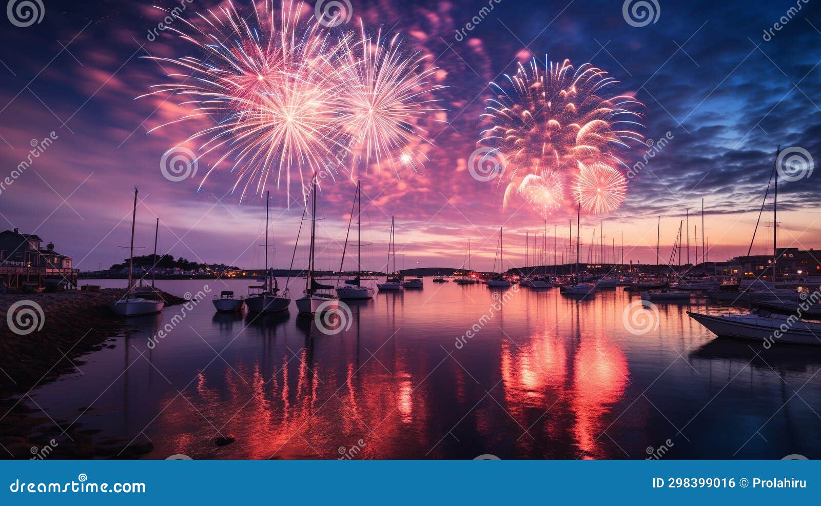 Fireworks Over the Harbor stock photo. Image of spectacle - 298399016