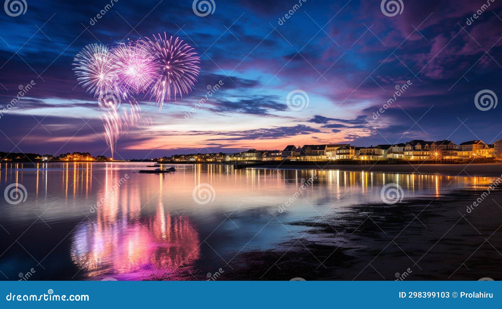 Fireworks Over the Harbor stock image. Image of spectacular - 298399103