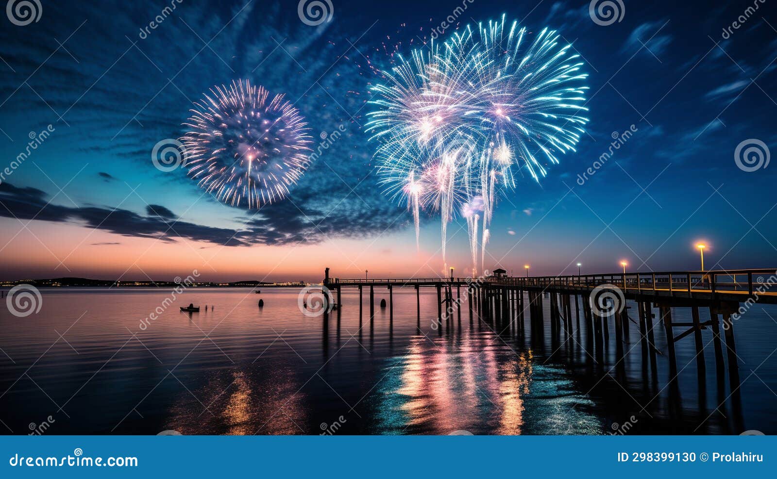 Fireworks Over the Harbor stock photo. Image of stunning - 298399130
