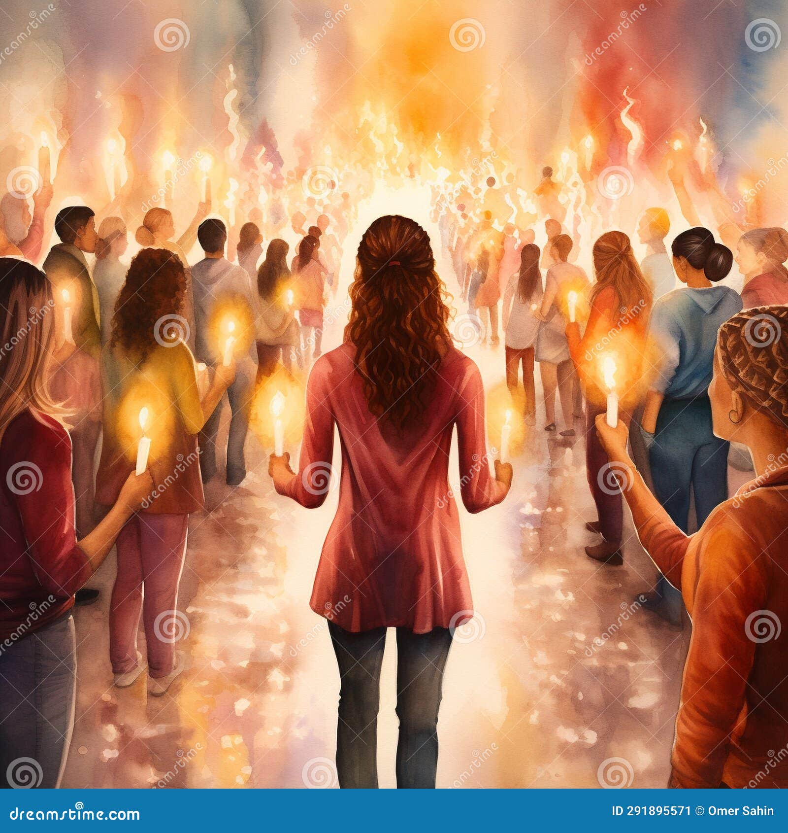 Group of People Lighting Unity Candles Stock Image - Image of ...