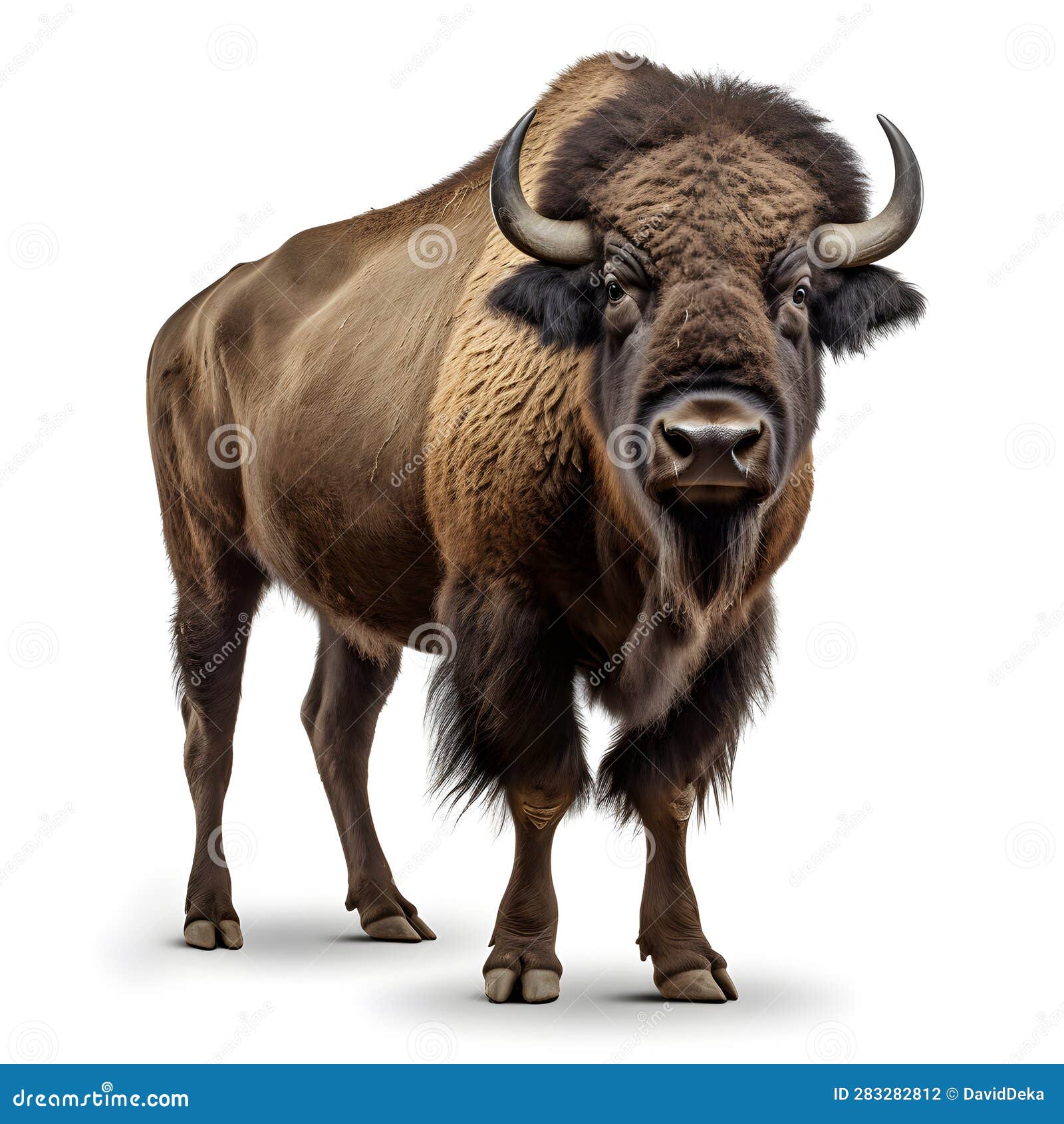 Bison Isolated on White Background. Side View. Stock Illustration ...