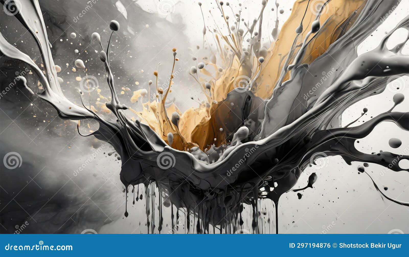 Ink Explosion: Abstract Monochrome Splatters Stock Illustration ...