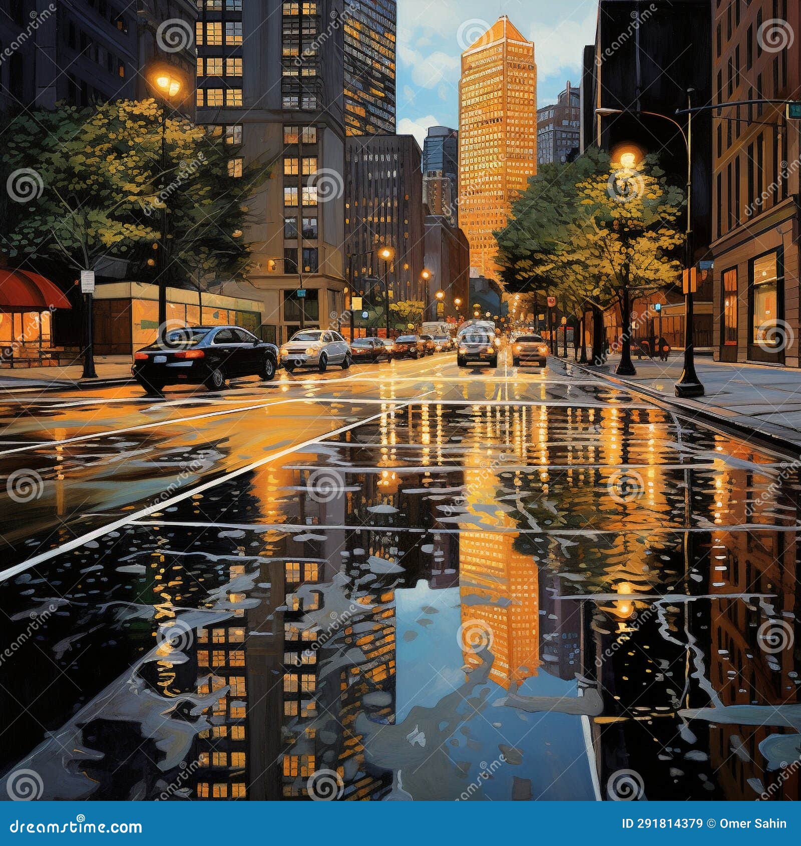 Urban Reflections: the Modern Architecture Captured in a Puddle Stock Image - Image of bustling ...