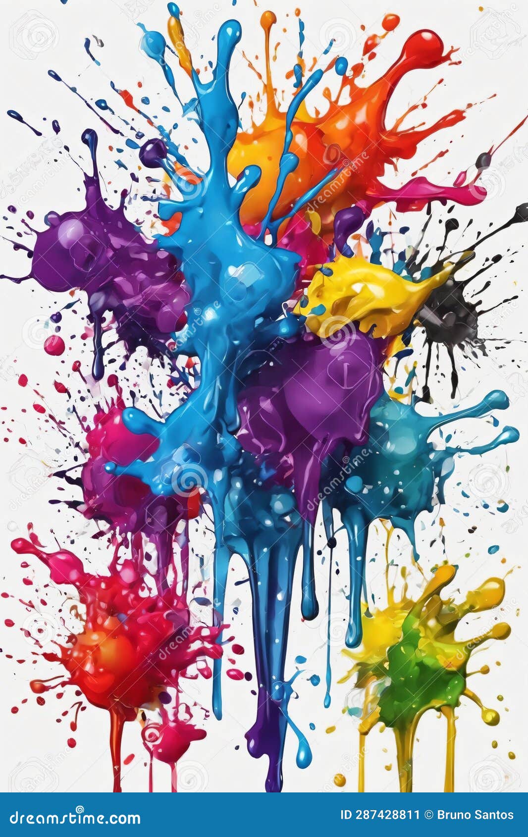 Splash of Colored Inks on a White Background. Stock Illustration ...