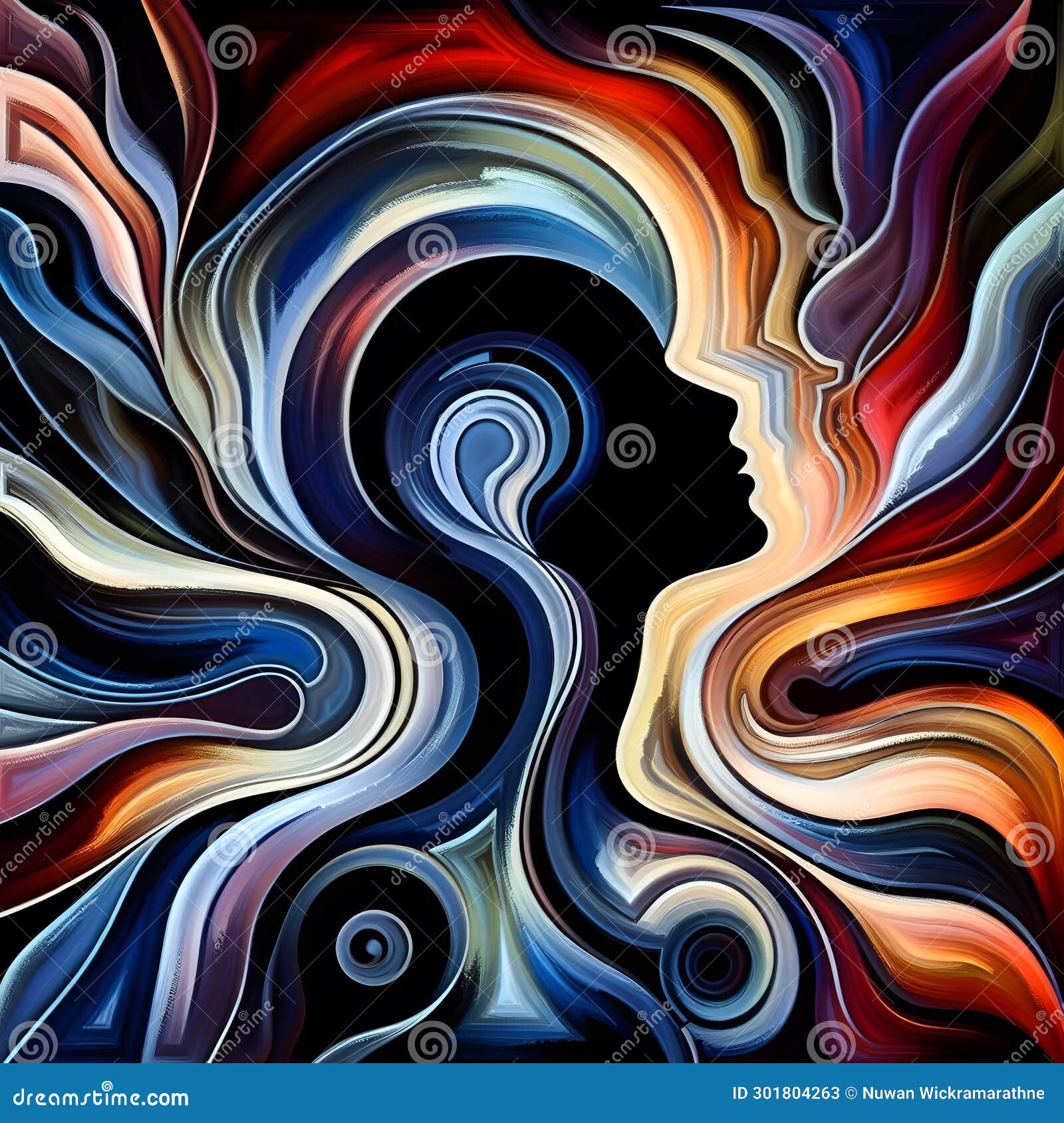 Unveiling Shadows: Abstract AI Art of Human Mind Stock Illustration ...