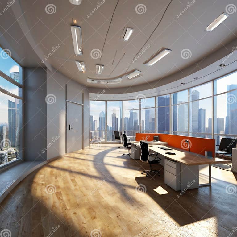 Immersive 360° Virtual Reality Office Interior: a Futuristic Workspace ...