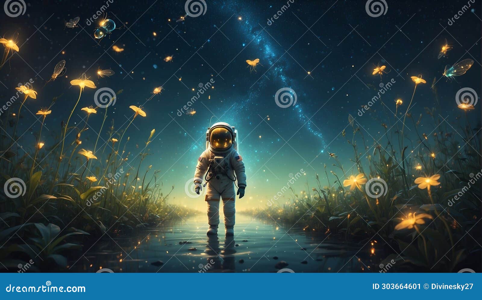 Nebula Raindrop Firefly Ballet. AI Generate Stock Illustration ...