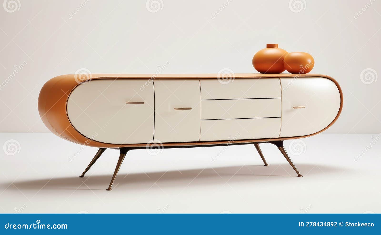 Retro-futuristic Space Buffet with Mid-century Modern Aesthetics Stock ...