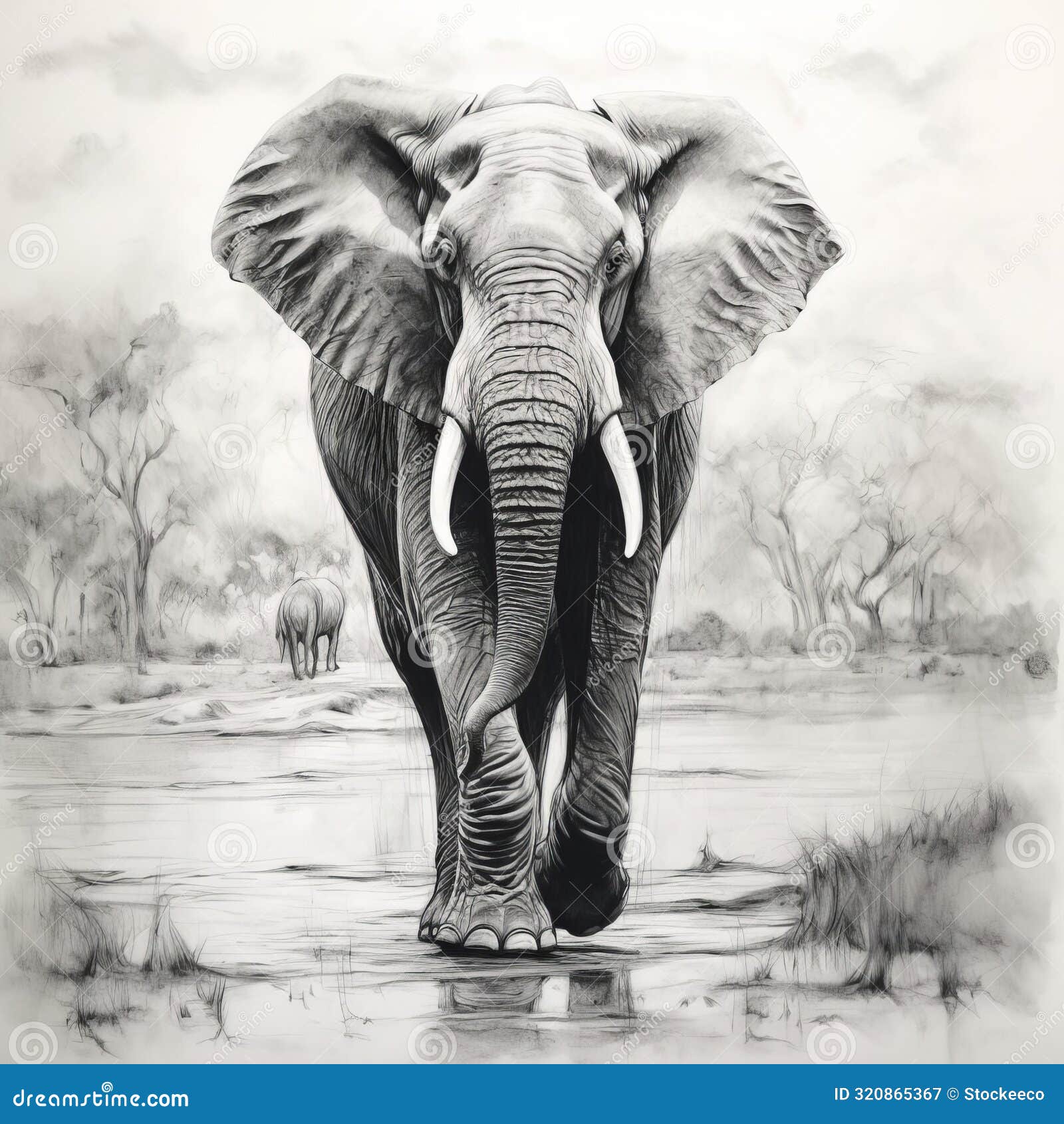 Rough Pencil Sketch of an Elephant: a Comprehensive Guide Stock ...