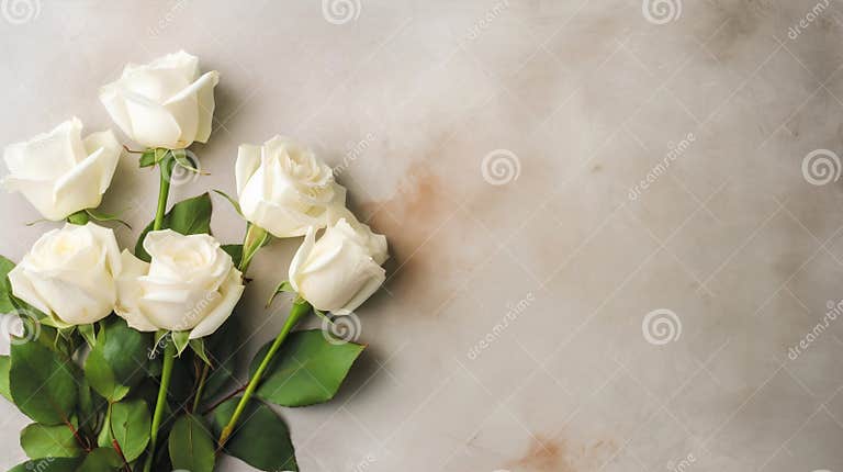 Simplicity Refined: White Roses on Chalk Background with White Space ...