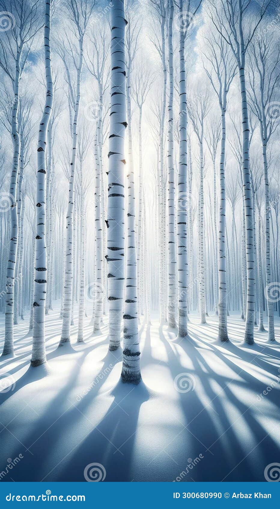 Majestic Birch Trees in a Winter Wonderland Stock Illustration ...