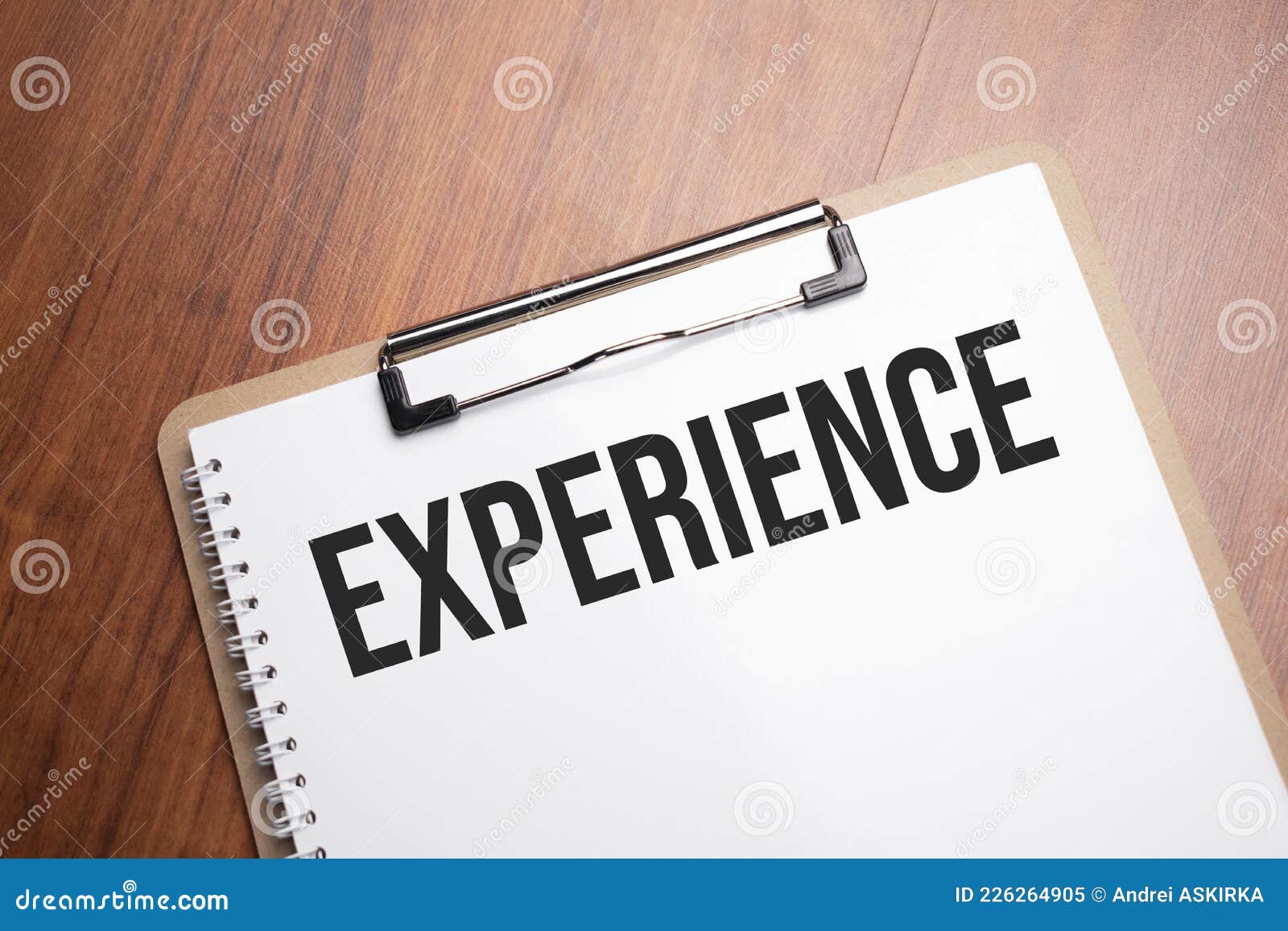 EXPERIENCE Text on White Paper on the Wood Table Stock Image - Image of ...
