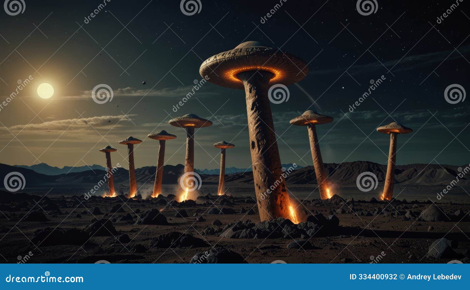 Giant Aliens UFO in an Extraterrestrial Stock Photo - Image of space ...