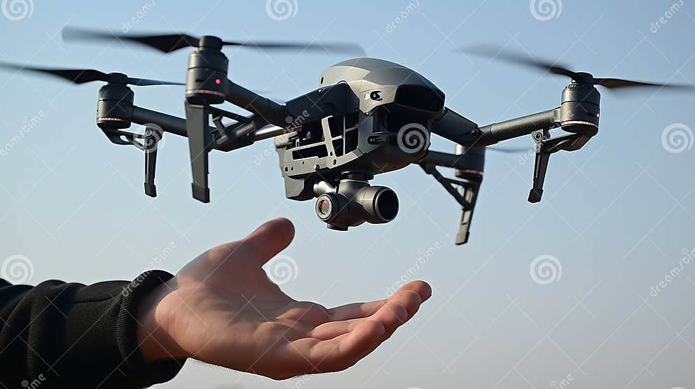 High Resolution Drone Taking Off from Hand - Photorealistic Aerial ...