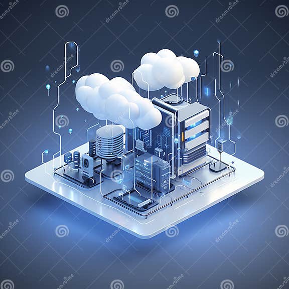 3D Illustration of a Modern Cloud Networking Infrastructure Using a ...