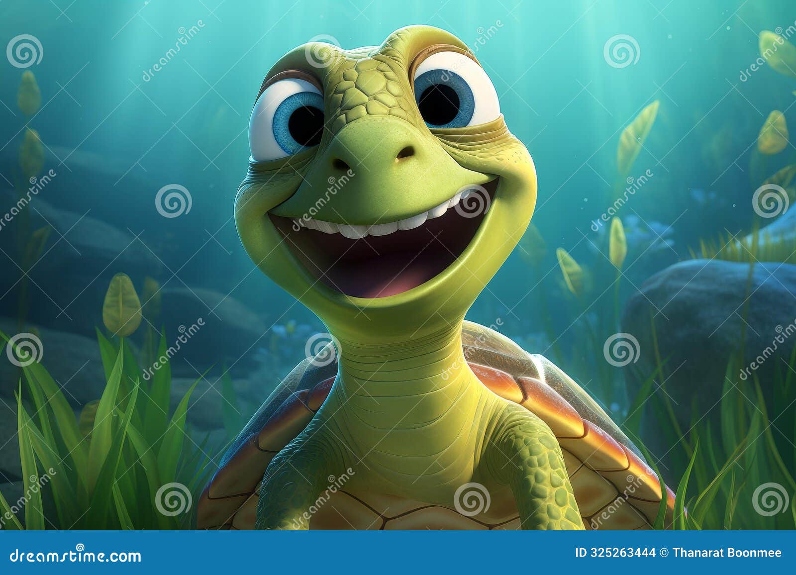 Smiling Turtle Animal Head Wearing A Straw Hat. Carton Emoticon. Doodle ...