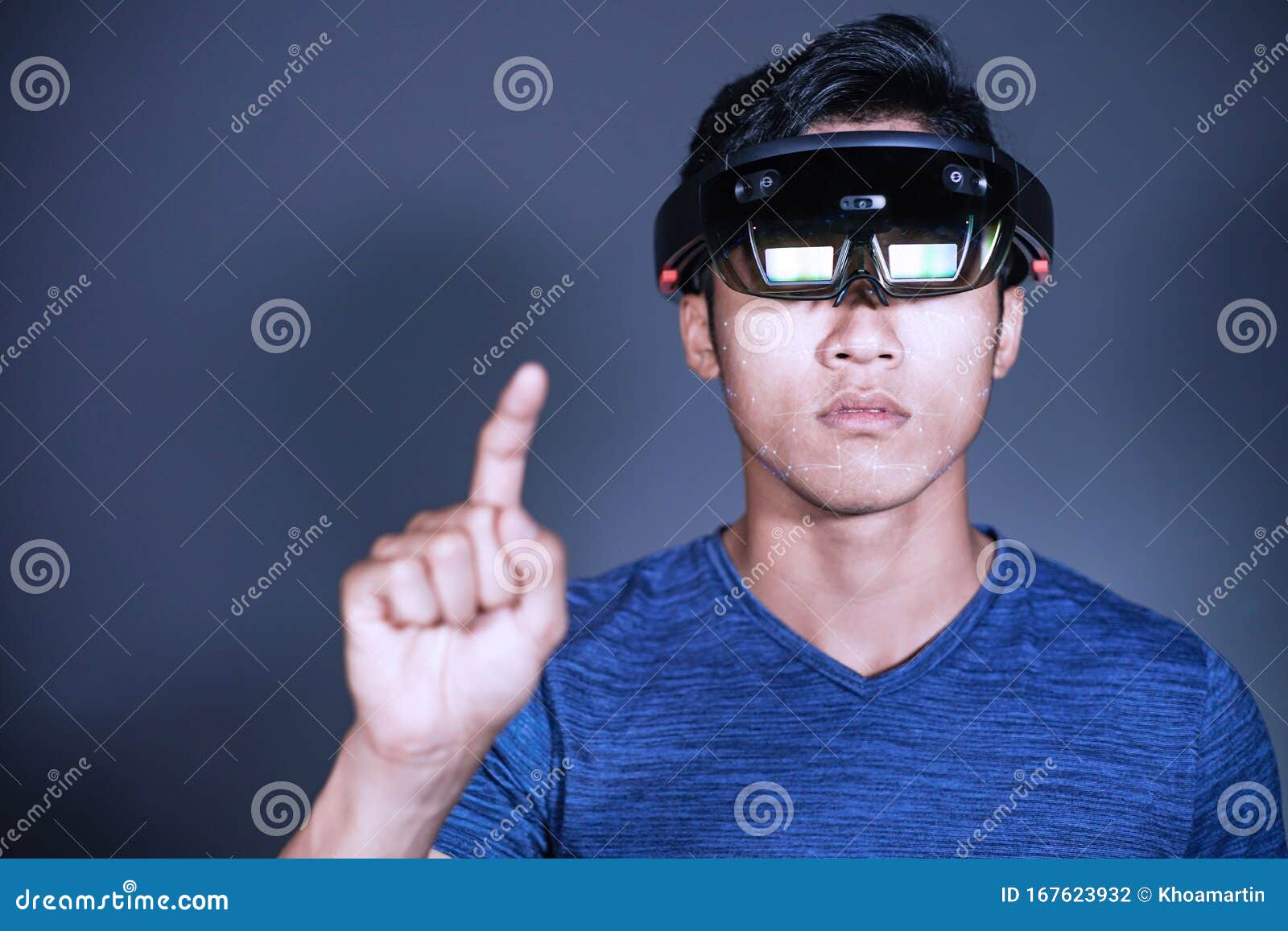 Experience VR Hololens Headset in Studio with Advanced Technology. Body ...