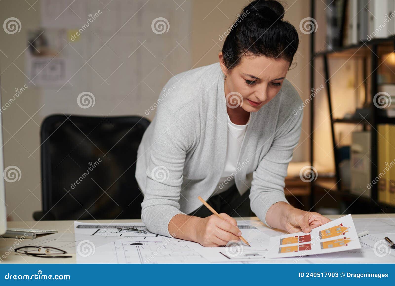 Architect Double Checking House Plan Stock Image - Image of blueprint ...