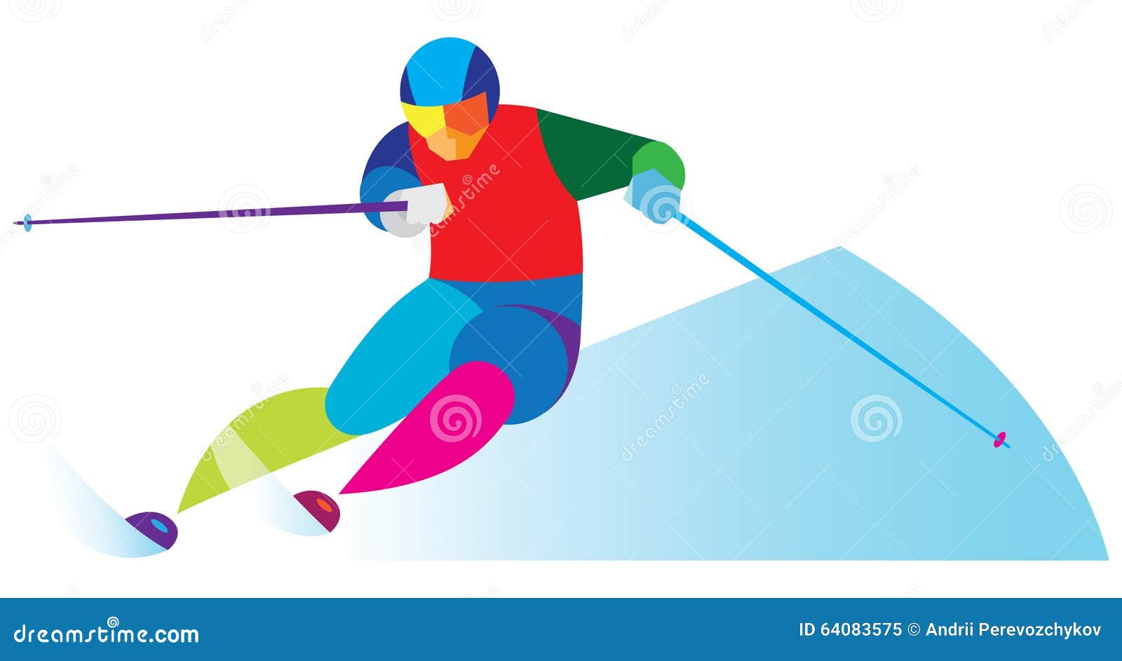 Experienced Athlete Competes In Giant Slalom Cartoon Vector ...