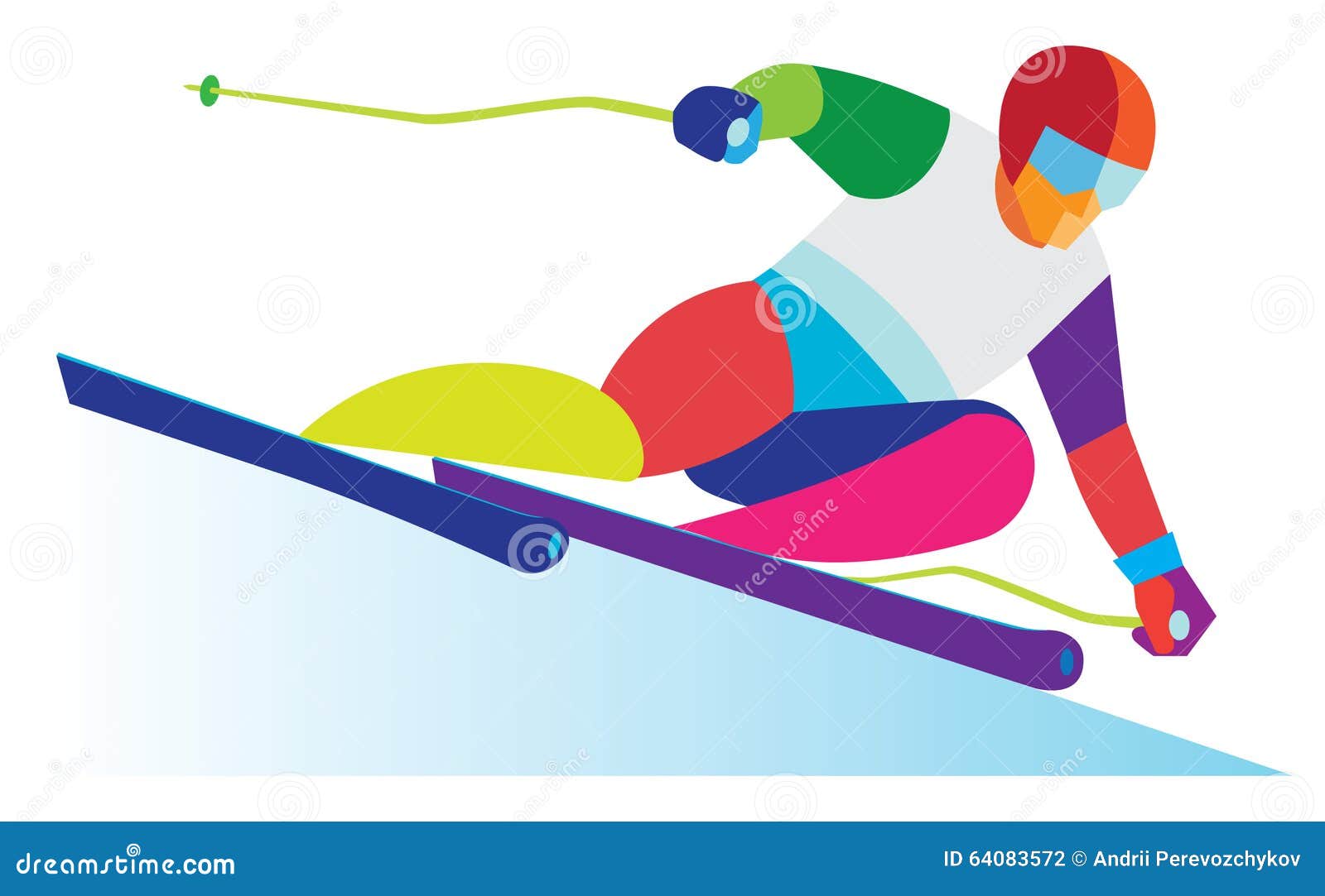 Experienced Athlete Competes In Giant Slalom Cartoon Vector ...