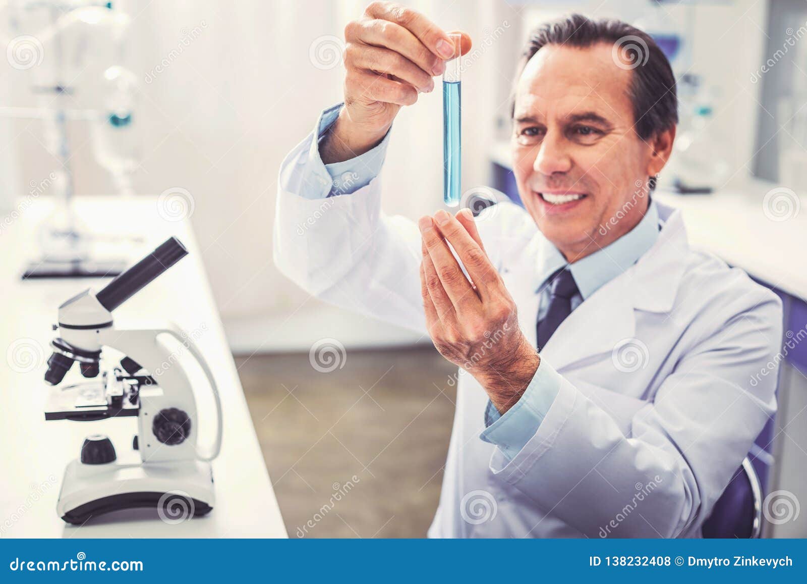 Professional Bioengineer Standing Near Microscope Royalty-Free Stock ...