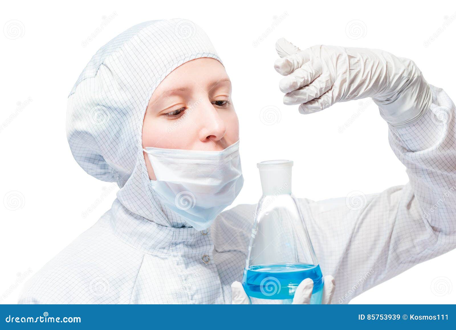 An Experienced Chemist, Biologist Sniffing Substance in a Test Stock ...