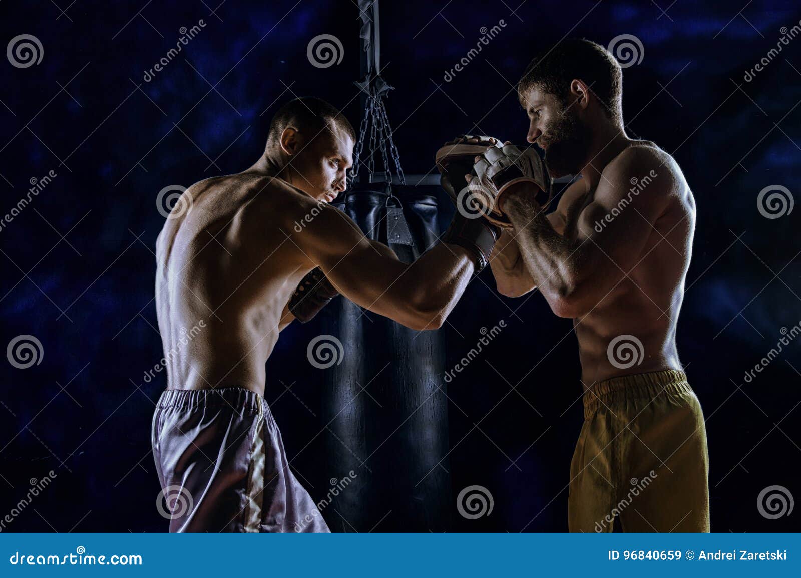 Experienced Coach Prepares a Young Fighter Stock Image - Image of body ...