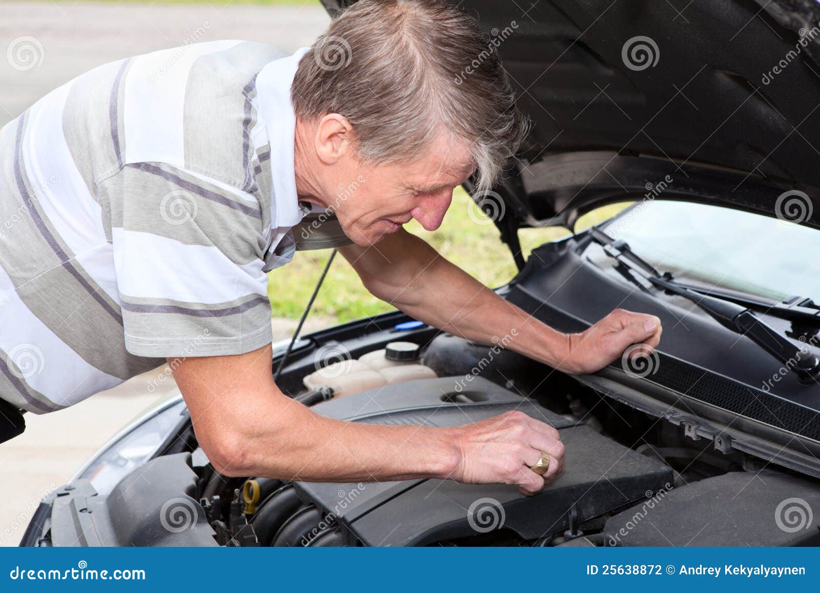 Experienced Driver Examining Car Engine Stock Photo - Image of ...