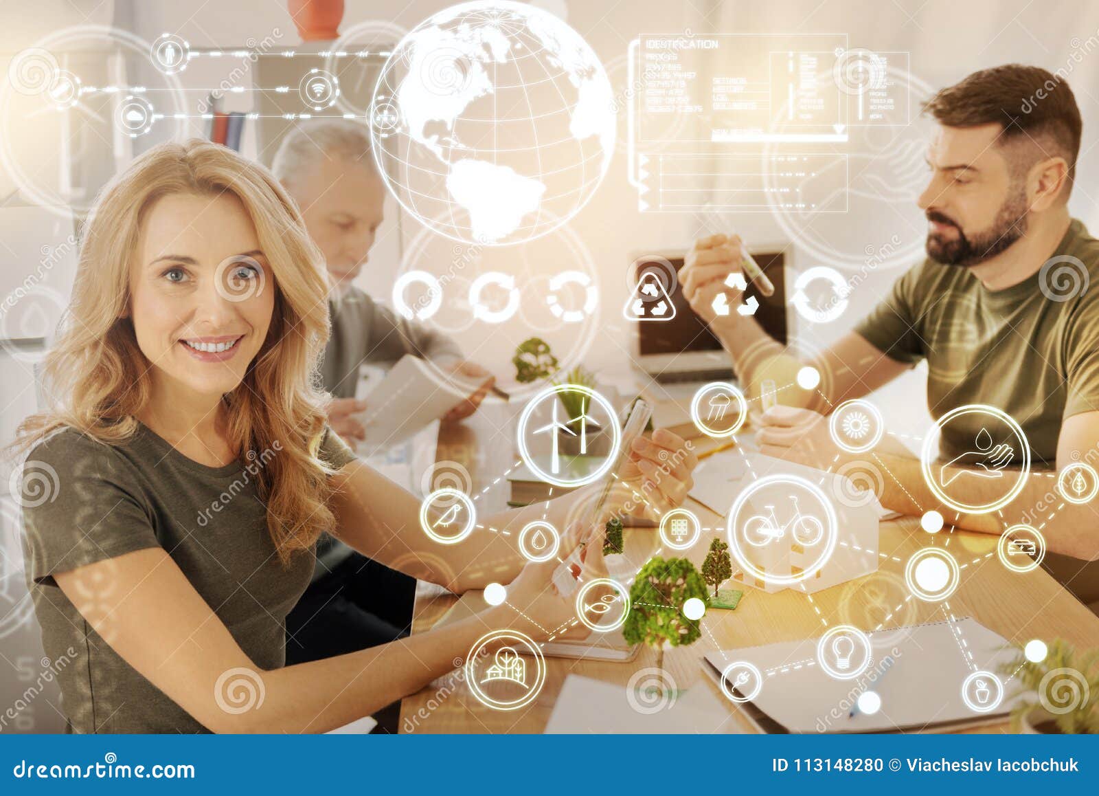 Cheerful Woman Smiling while Holding Interesting Samples Stock Photo ...