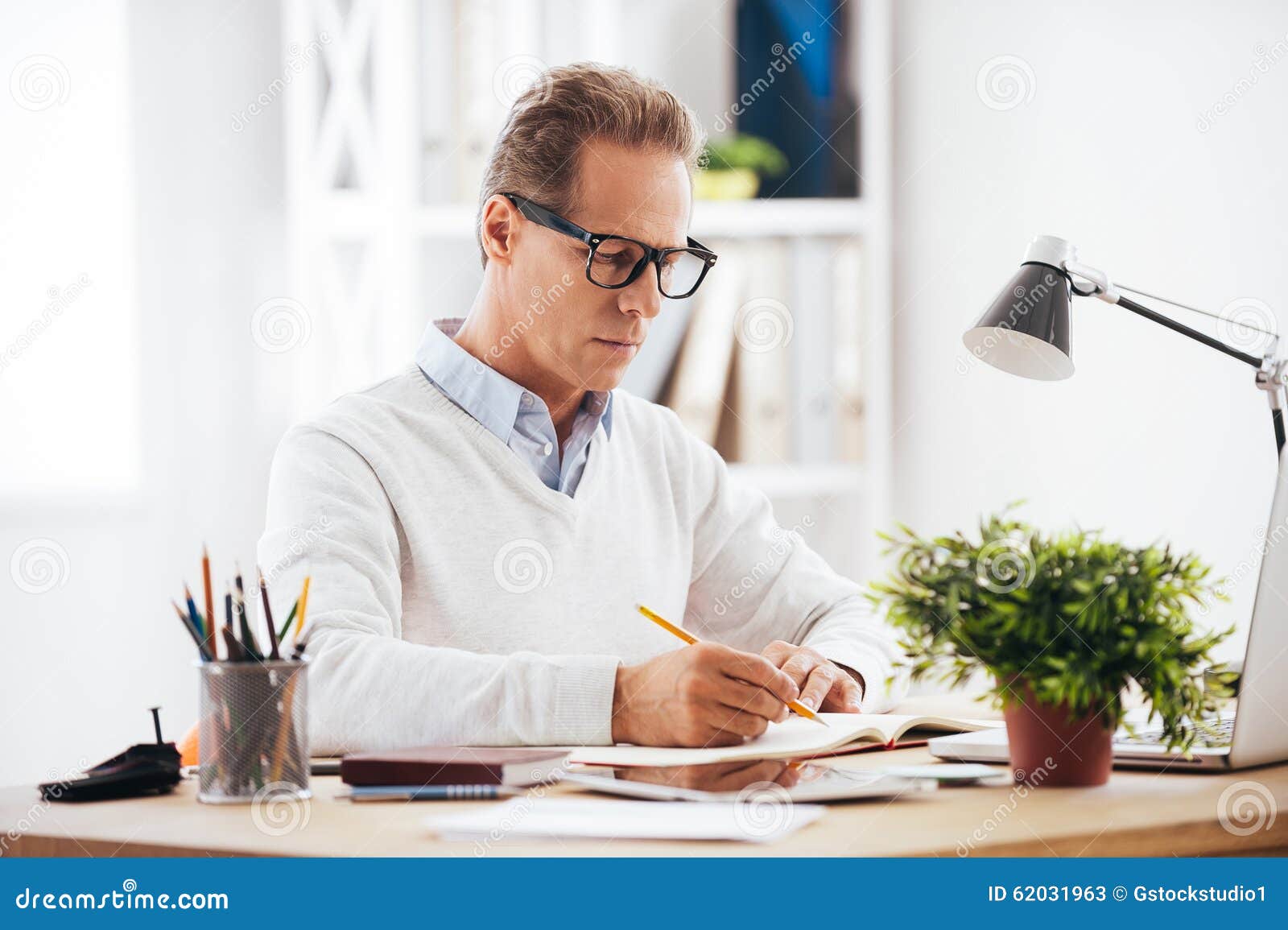 Experienced Expert at Work. Stock Image - Image of elegance, blank ...
