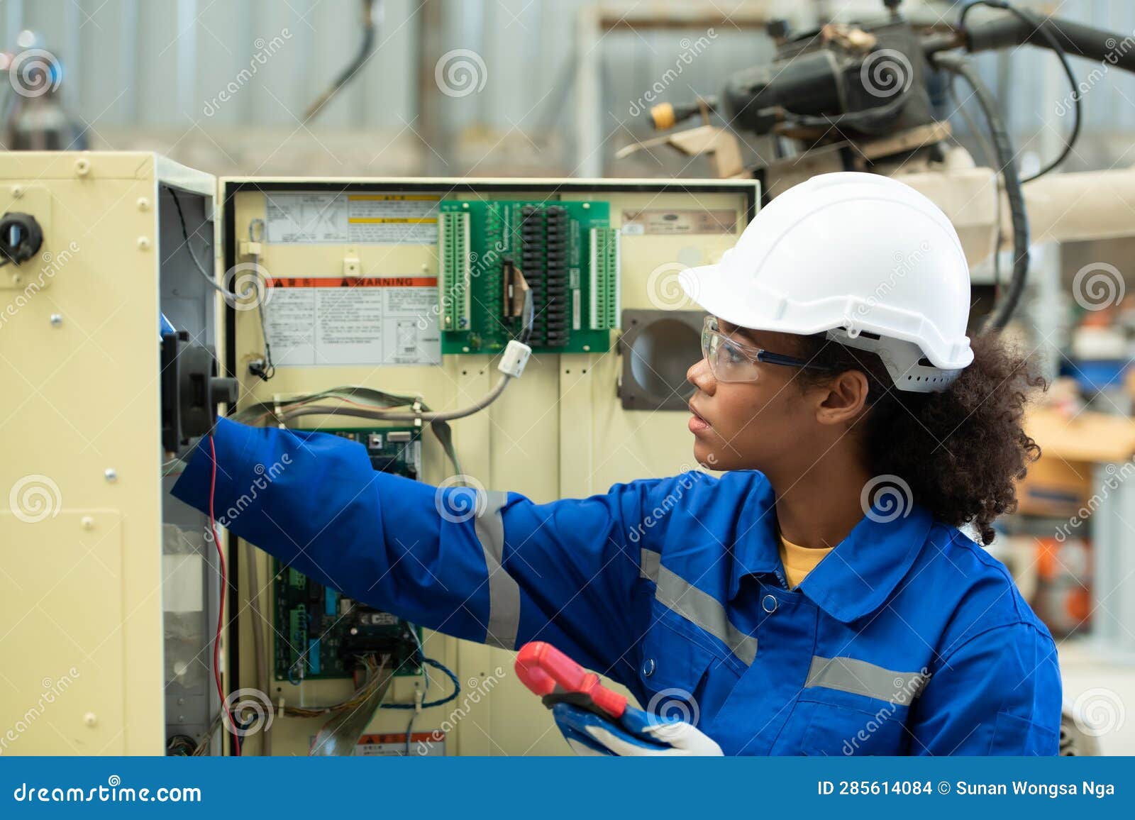 Experienced Female Electrical Engineer the Electrical System Stock ...