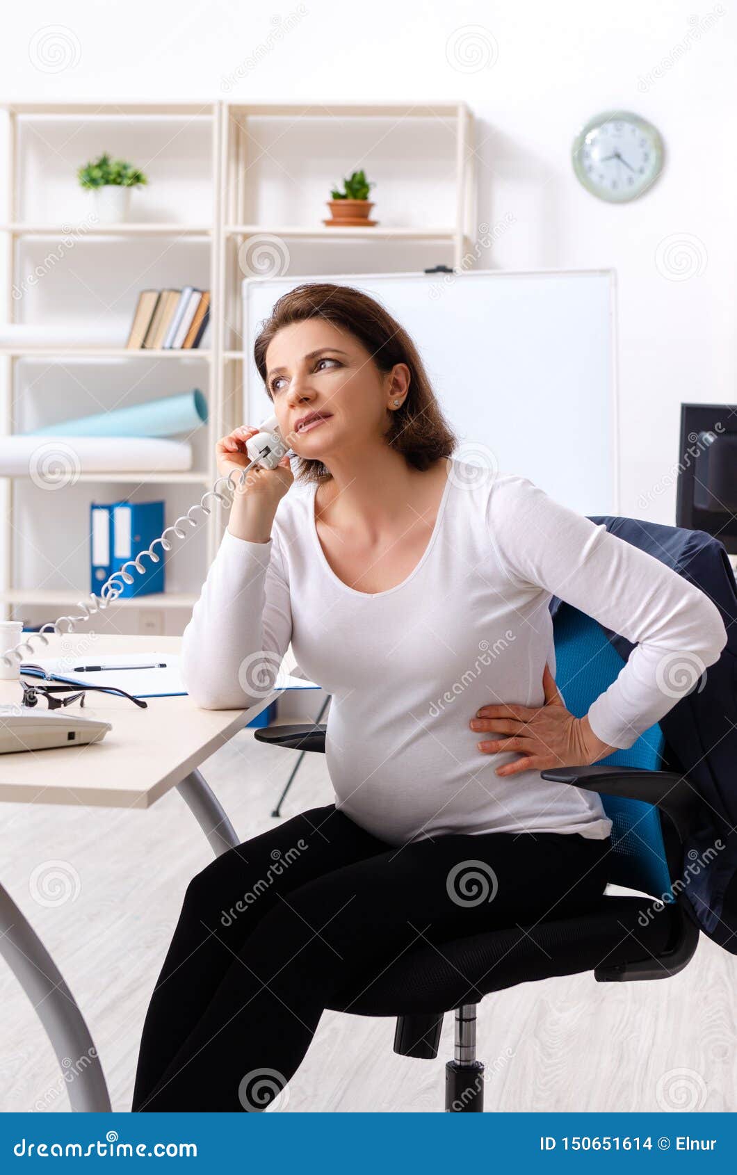 The Experienced Female Employee Working in the Office Stock Photo ...
