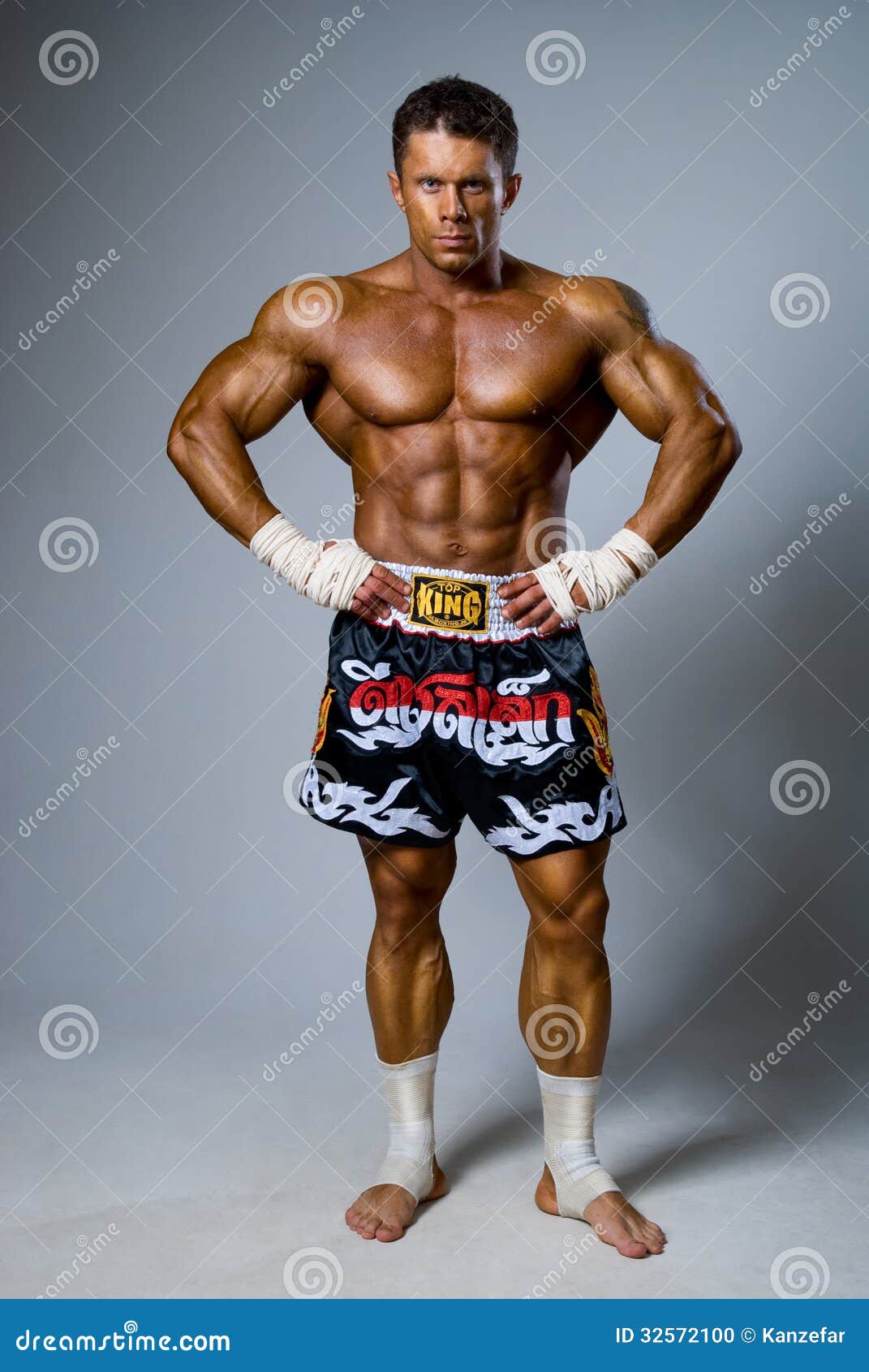 An Experienced Fighter Kickboxer. Stock Photo - Image of forearms ...