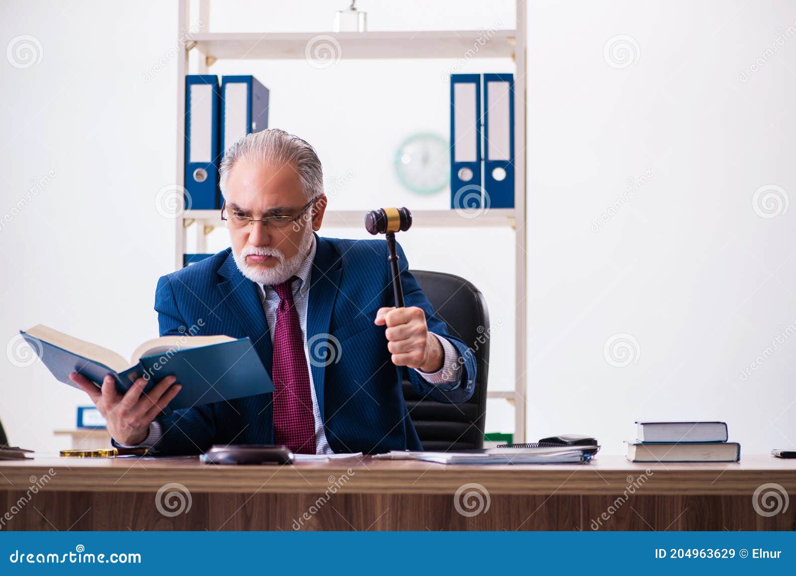 Experienced Male Judge Sitting in the Office Stock Image - Image of ...