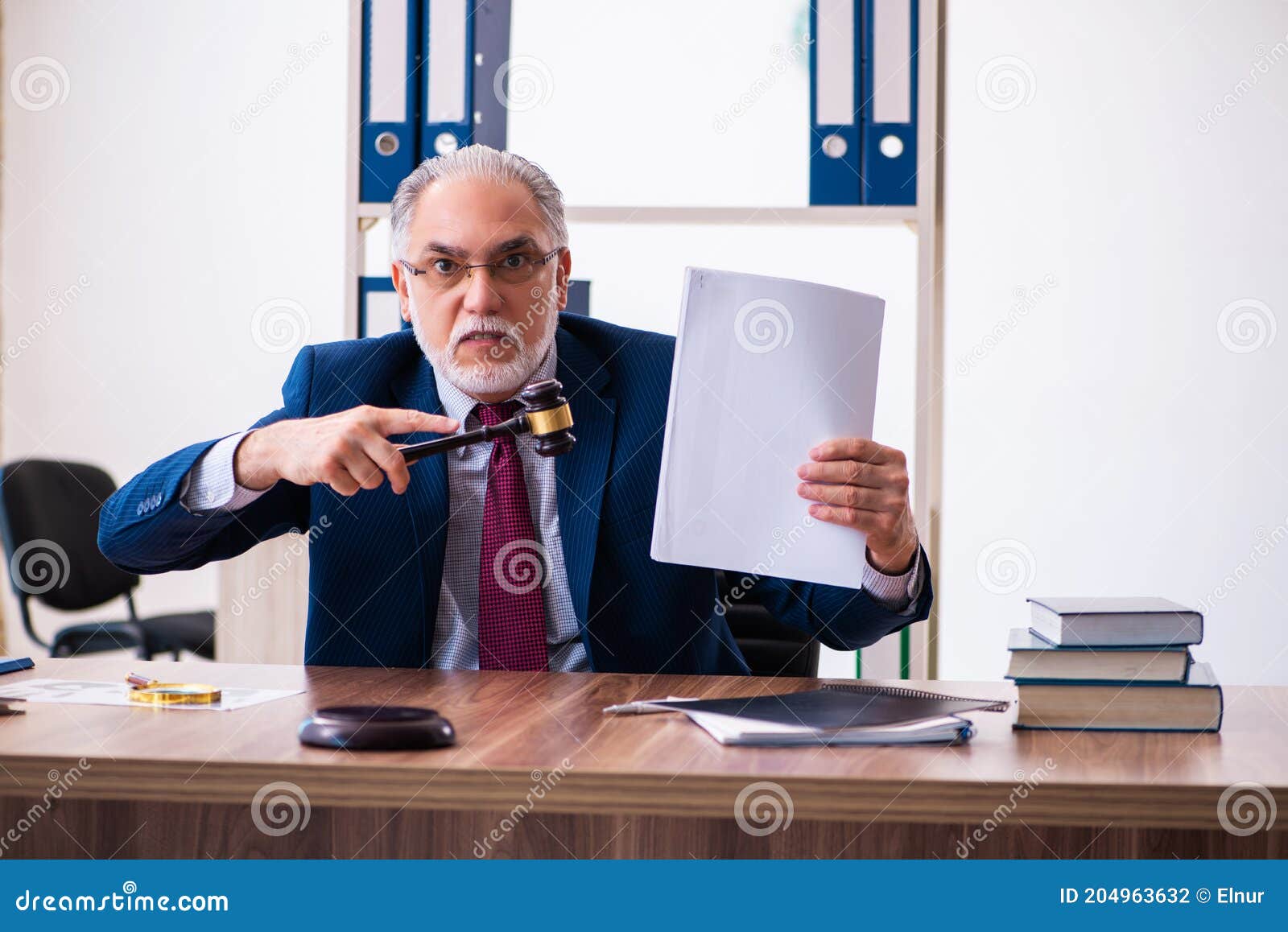 Experienced Male Judge Sitting in the Office Stock Photo - Image of ...