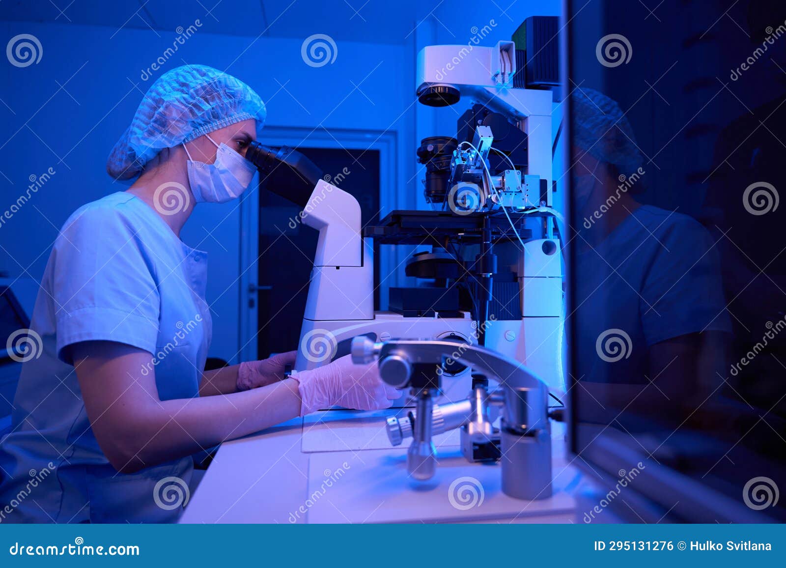 Experienced Lab Scientist Conducting ICSI Using Micromanipulation ...