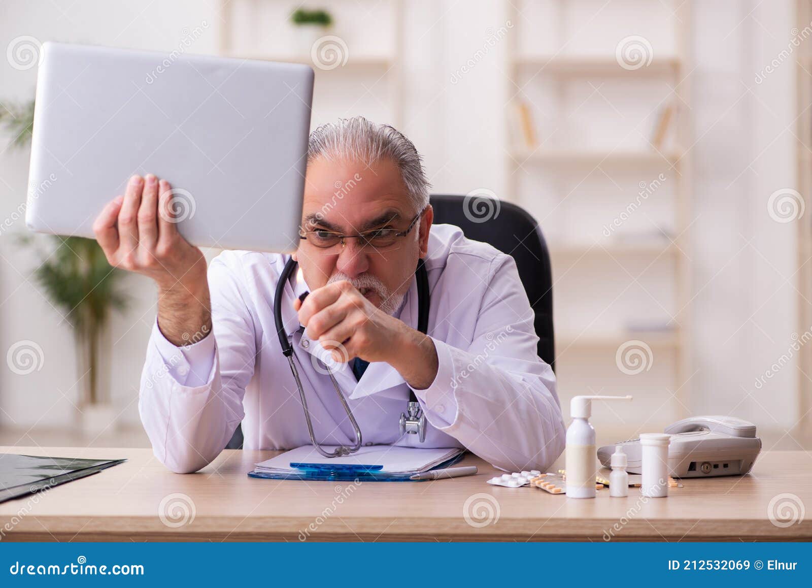 Experienced Male Doctor Unhappy with Excessive Work Stock Image - Image ...