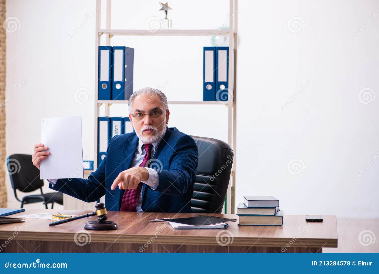 Experienced Male Judge Sitting in the Office Stock Photo - Image of ...