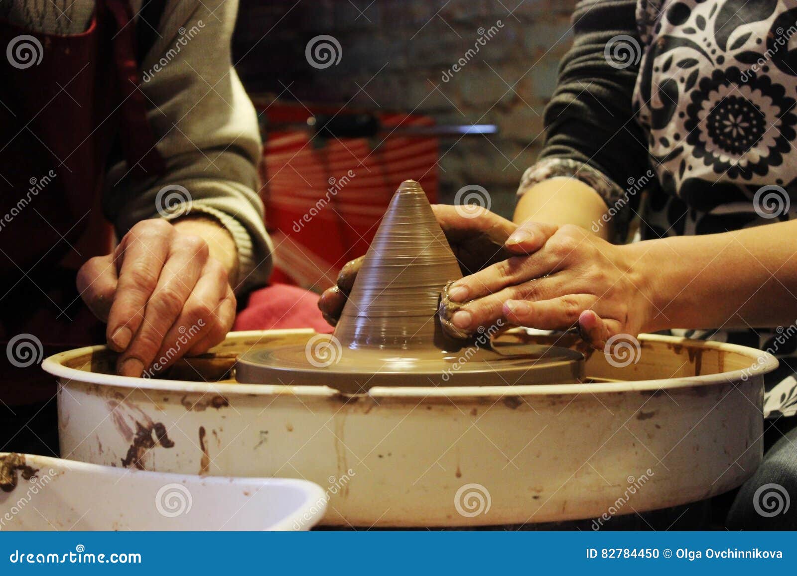 Experienced Master Potter Teaches the Art of Making Pots Clay on the S ...