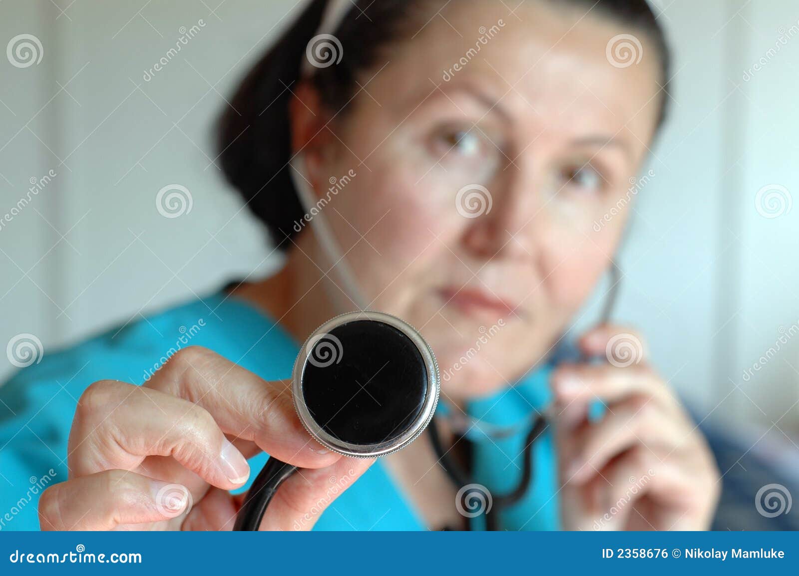 Experienced Nurse with a Steth Stock Photo - Image of scrubs, nurse ...