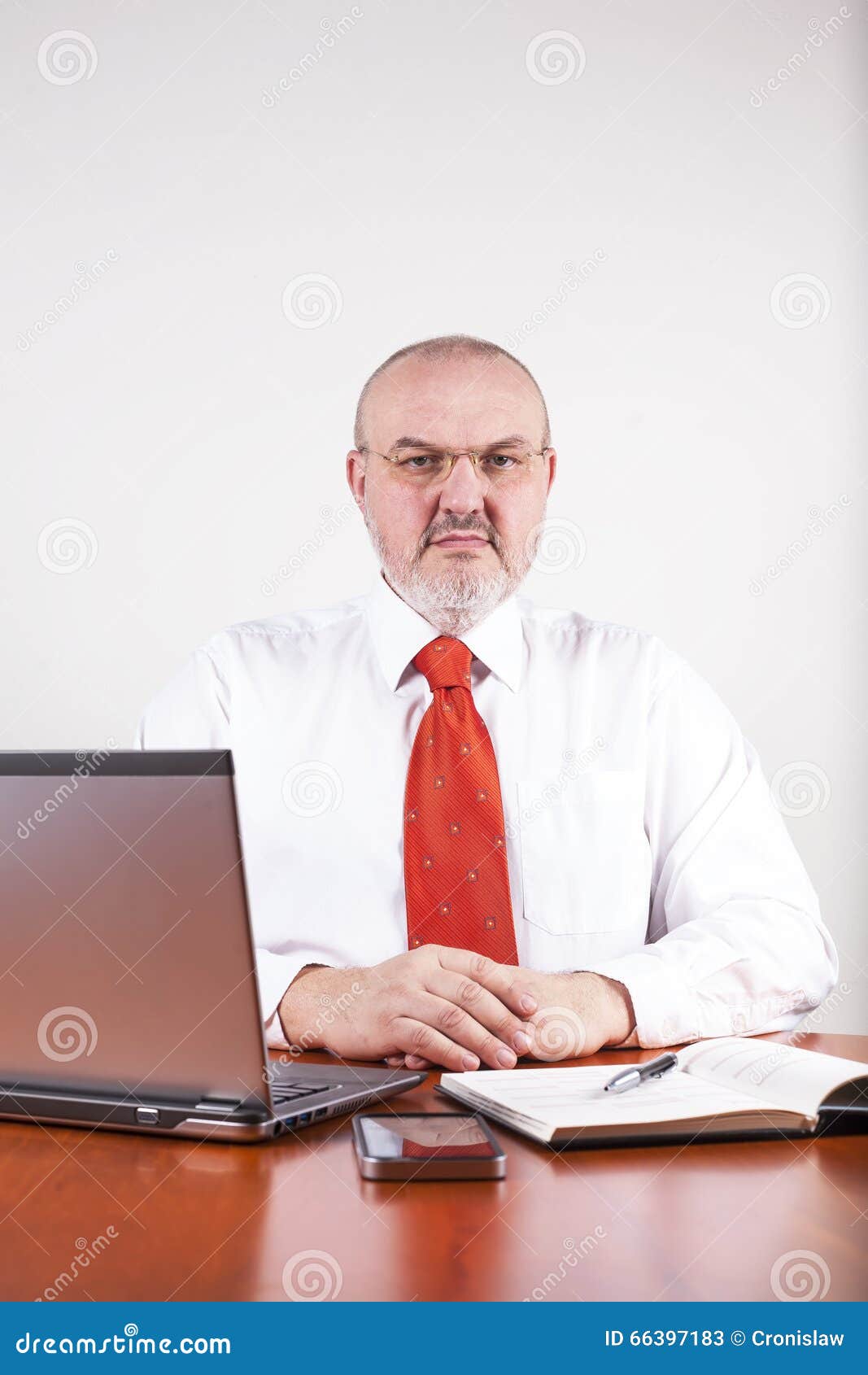 Experienced Office Boss by the Desk. Stock Image - Image of smartphone ...