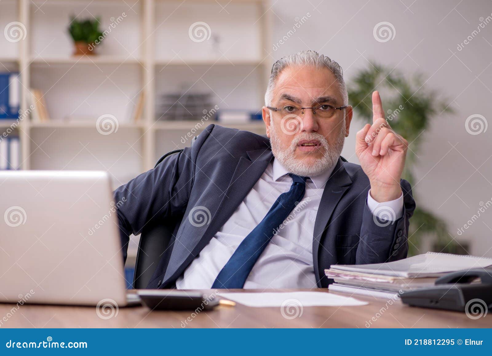 Experienced Old Businessman in the Office Stock Image - Image of worker ...