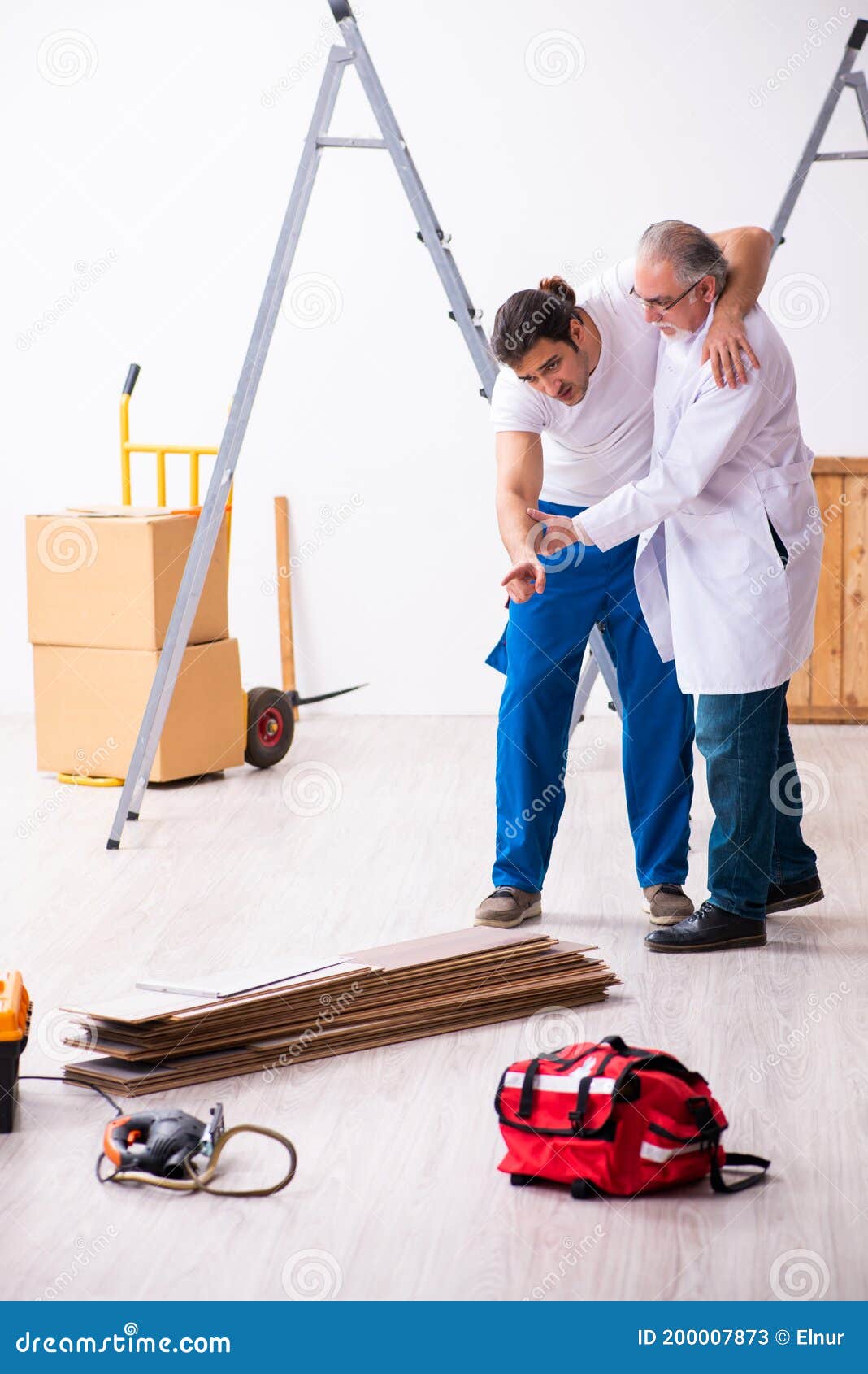 Experienced Paramedic Helping Workman Bitten by Snake Stock Image ...