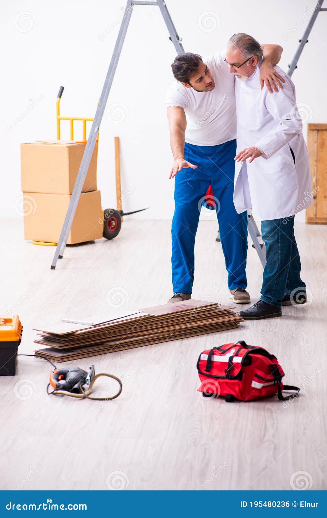 Experienced Paramedic Helping Workman Bitten by Snake Stock Photo ...