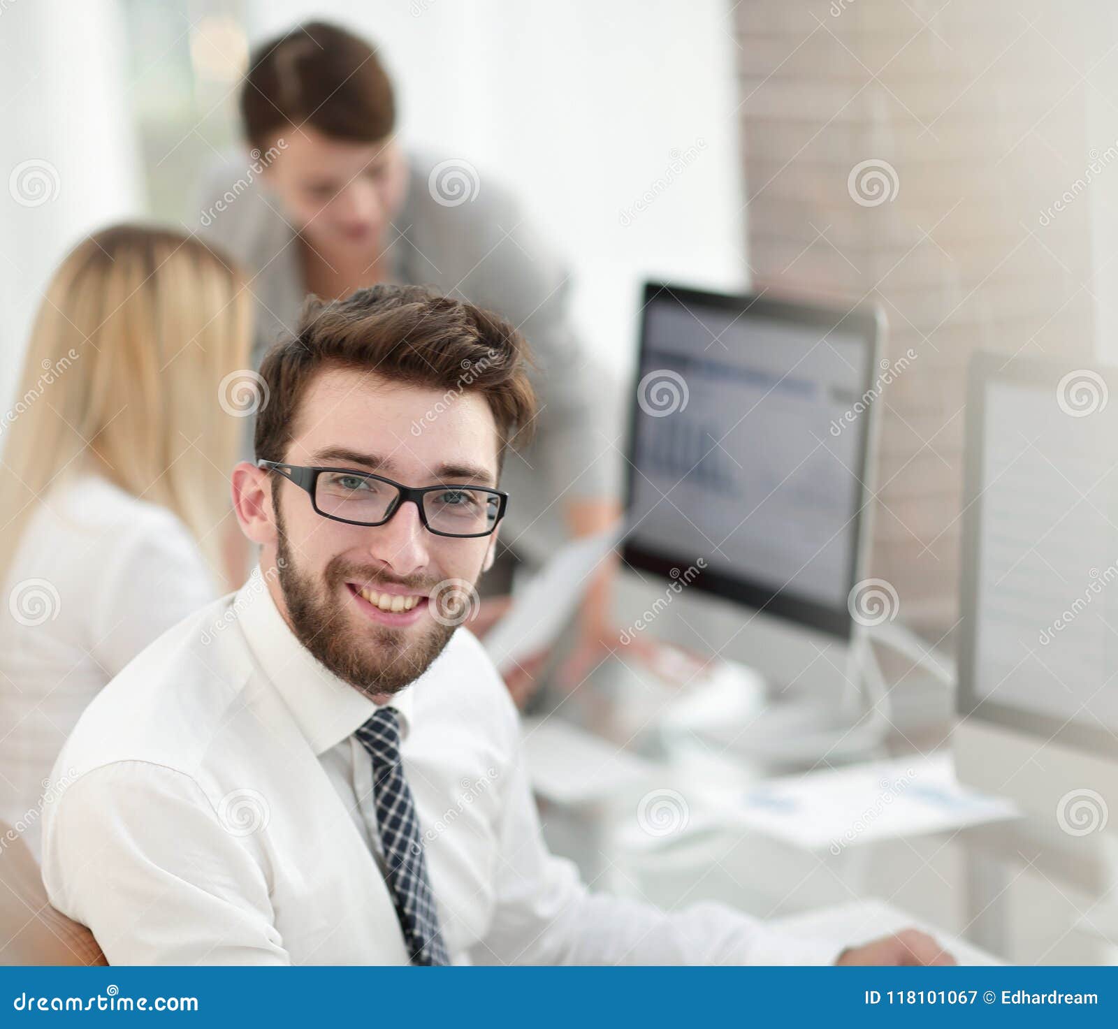 Experienced Programmer Sitting in Front of the Monitor. Stock Image ...