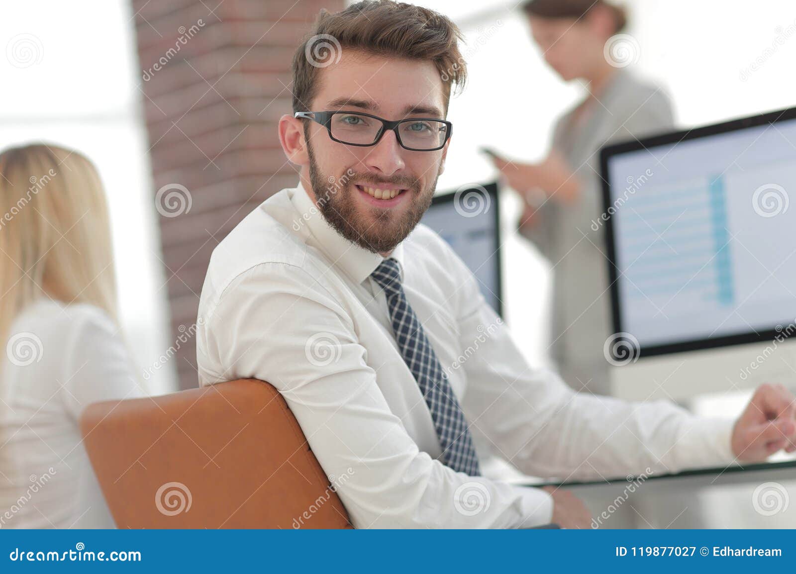 Experienced Programmer Sitting in Front of the Monitor. Stock Image ...