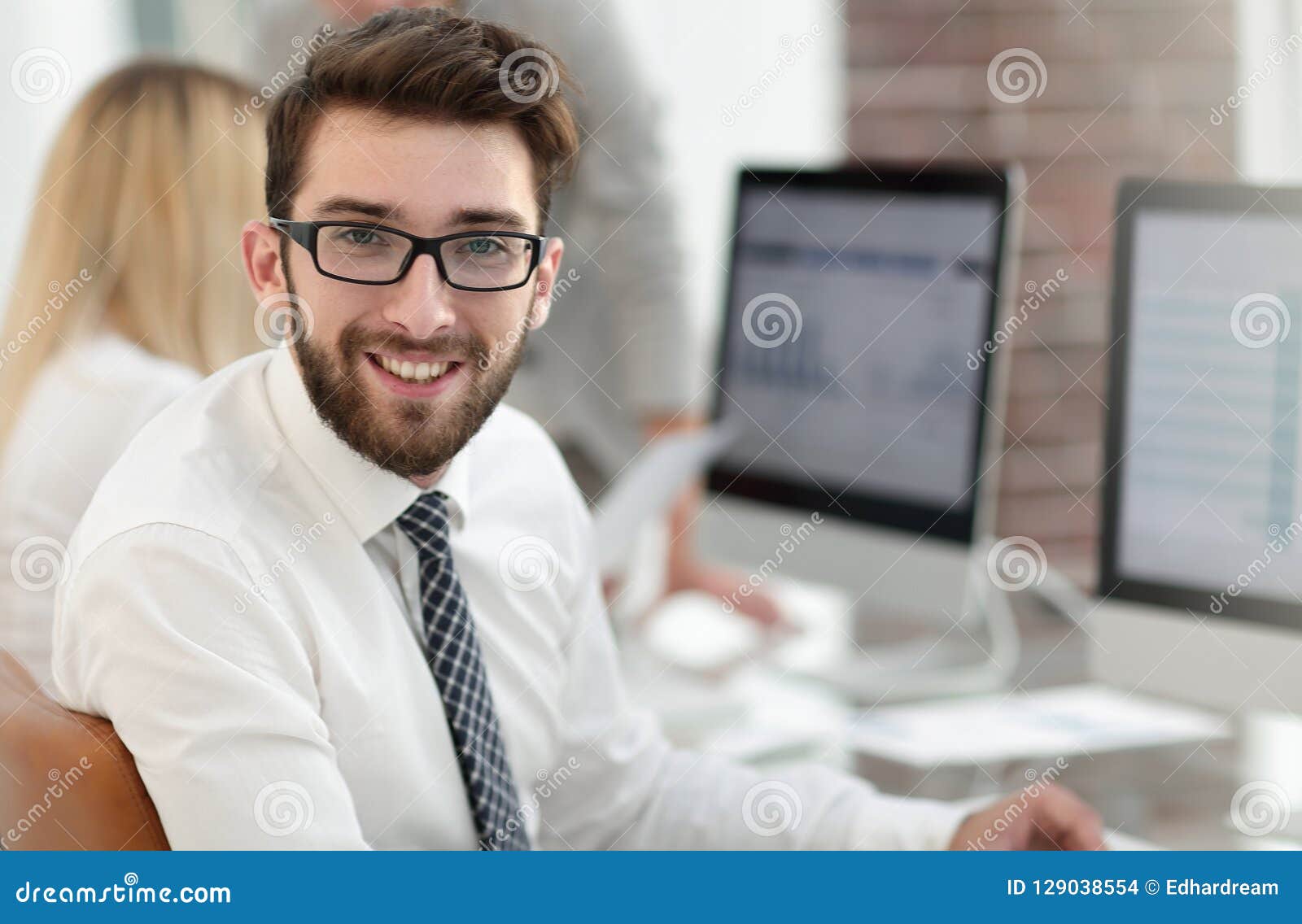 Experienced Programmer Sitting in Front of the Monitor. Stock Photo ...