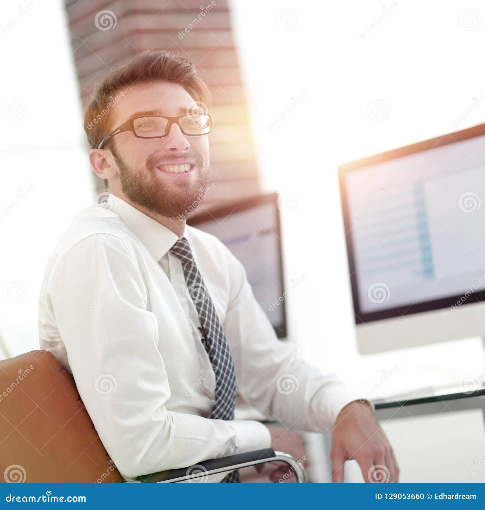 Experienced Programmer Sitting in Front of the Monitor. Stock Photo ...