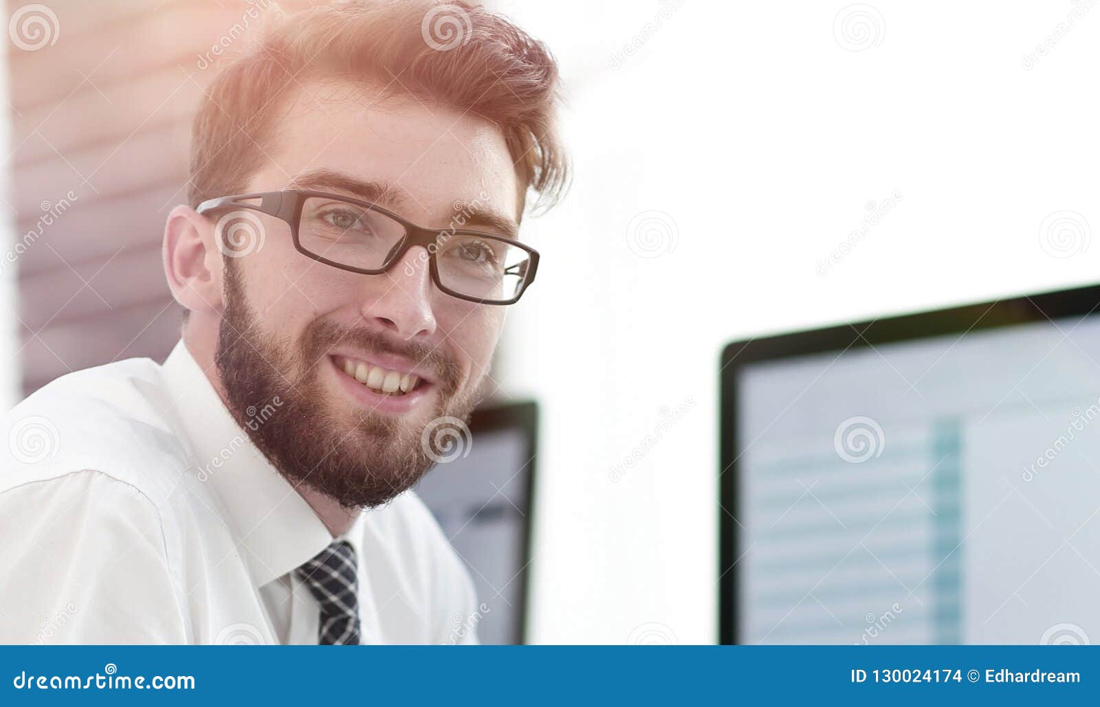 Experienced Programmer Sitting in Front of the Monitor. Stock Photo ...