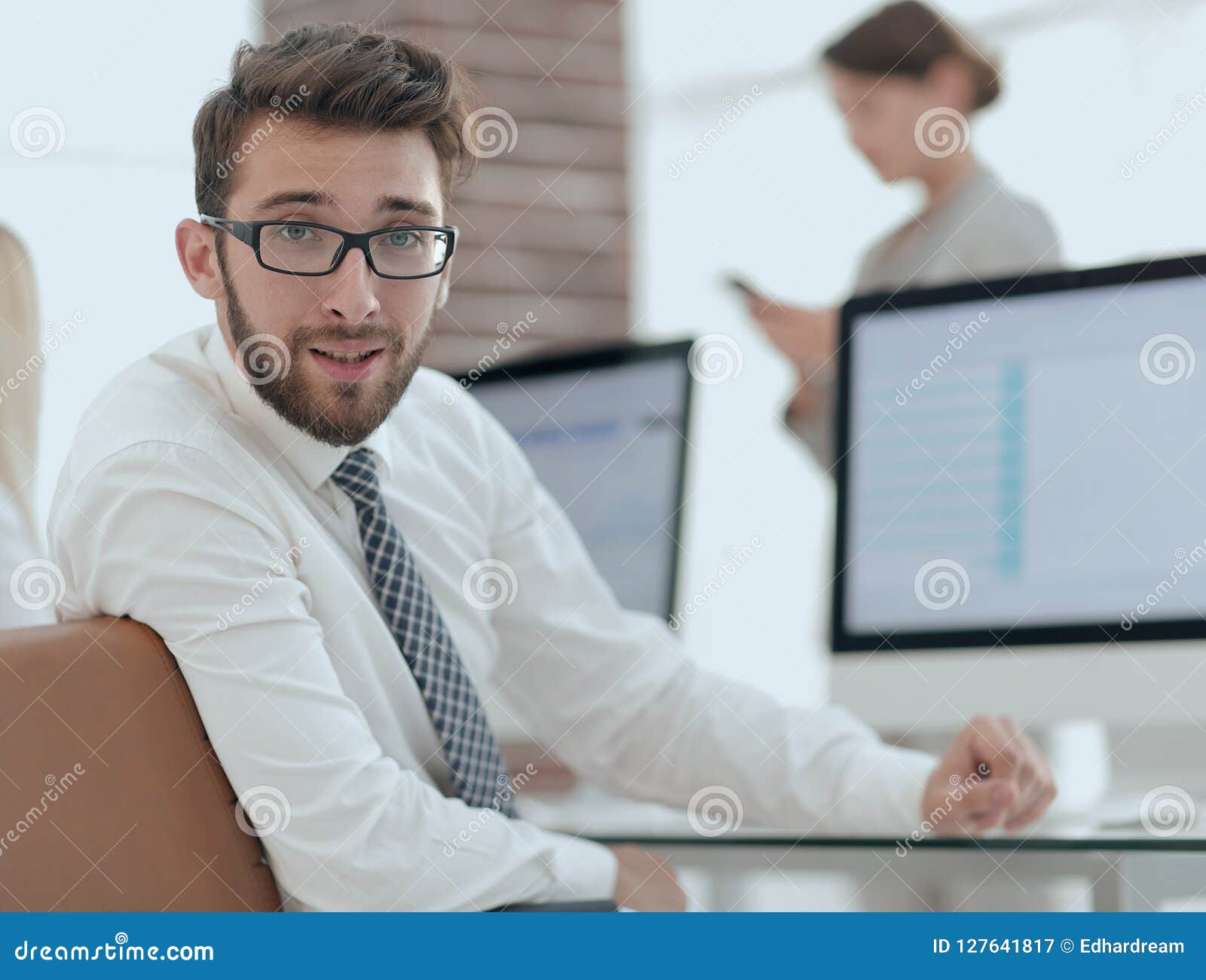 Experienced Programmer Sitting in Front of the Monitor. Stock Image ...